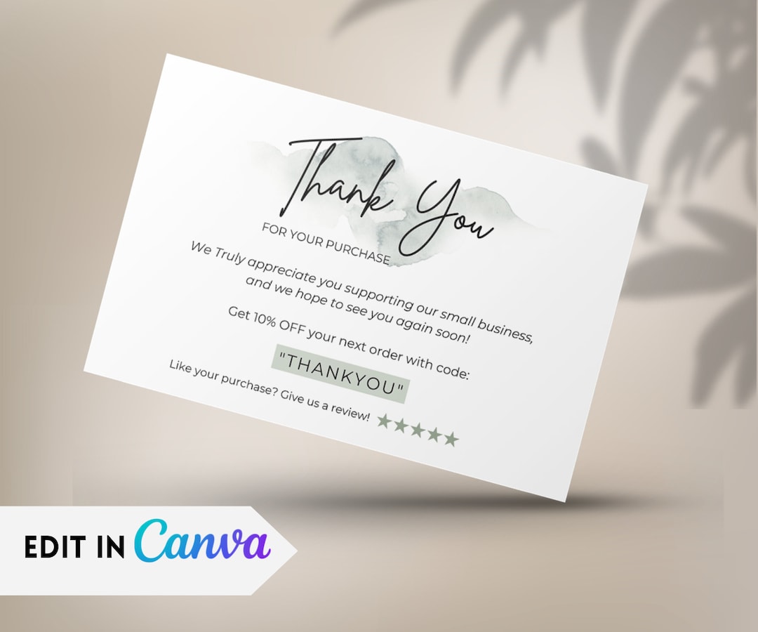 Tarjetas de agradecimiento imprimibles Plantilla empresarial - Etsy México