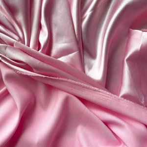 Baby Pink Stretch Silk Charmeuse, Fabric by Yard, Light Pink Satin ...