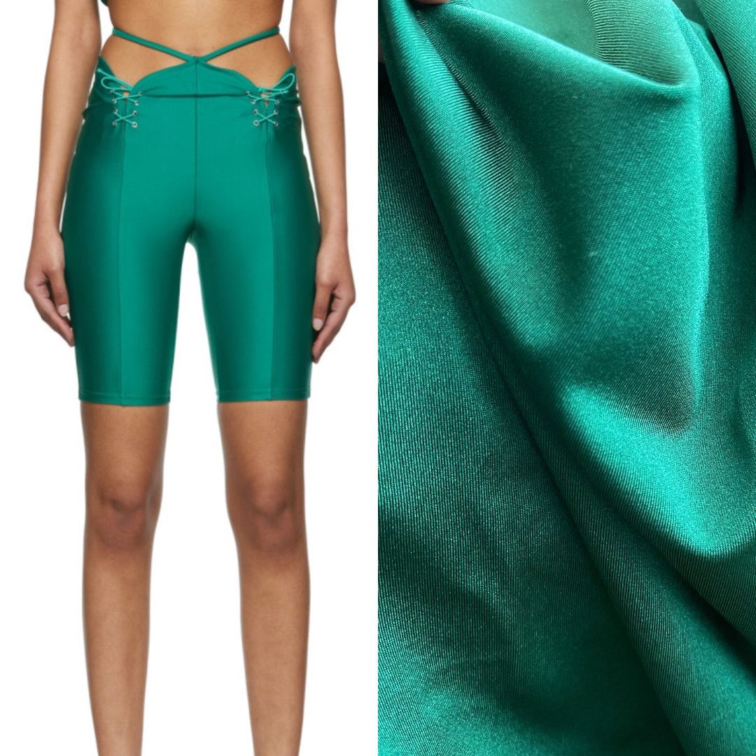 Emerald Green Spandex Nylon by Yard, Green Stretch Fabric, 4way, Silky ...