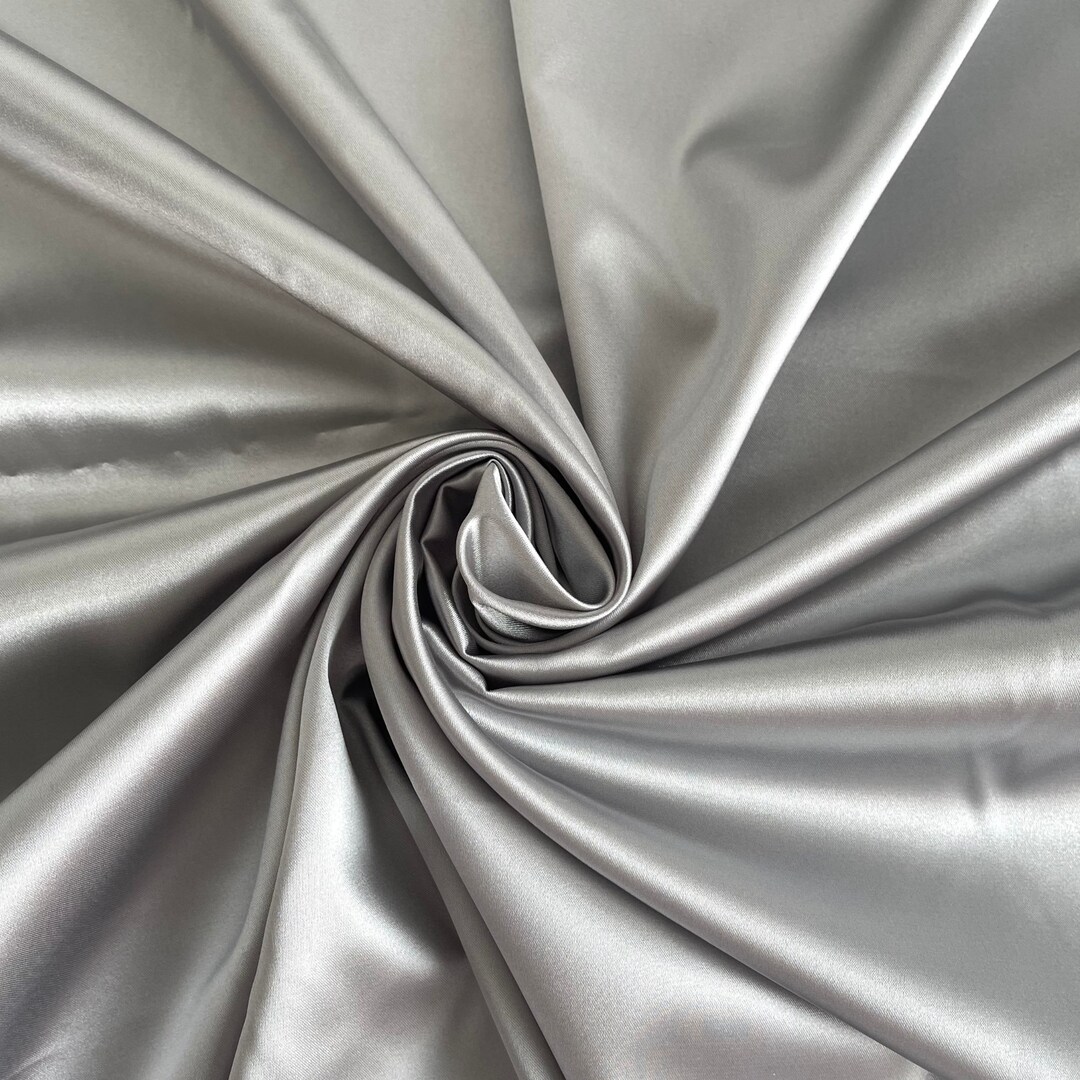 Silver Silk Charmeuse, Gray Silk by Yard, Luxurious Silver Stretch ...