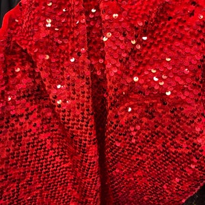 Red Sequin on Stretch Velvet by Yard, 4-way Stretch Red Velvet, All ...
