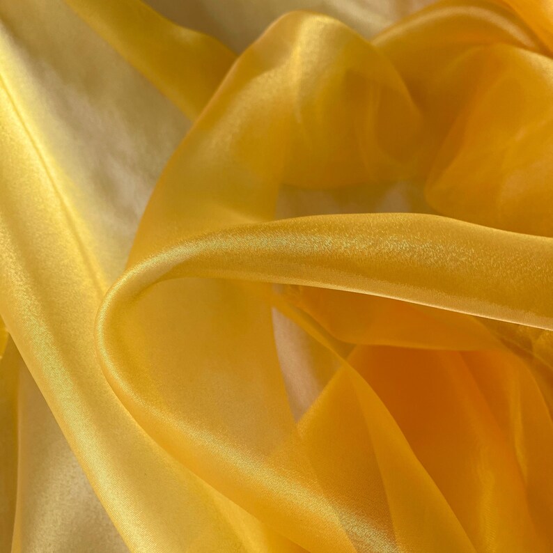 Yellow Crystal Organza by Yard, Crisp Fabric, Voluminous Fabric, Yellow ...