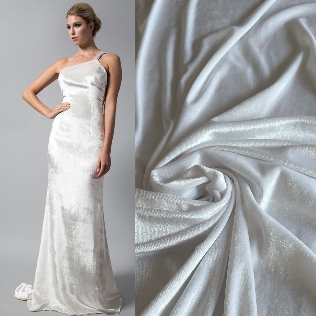 White Velvet, Velvet by the Yard, 4-way Stretch White Fabric, White ...