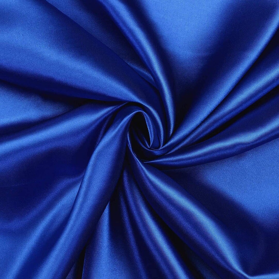 Satin Royal Blue Fabric, Bridal Satin Blue, Imitation Silk, Medium ...