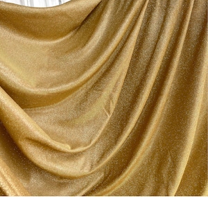 Gold Lurex Glitter Fabric, Gold Shimmer Fabric for Gown, Stretch Gold ...