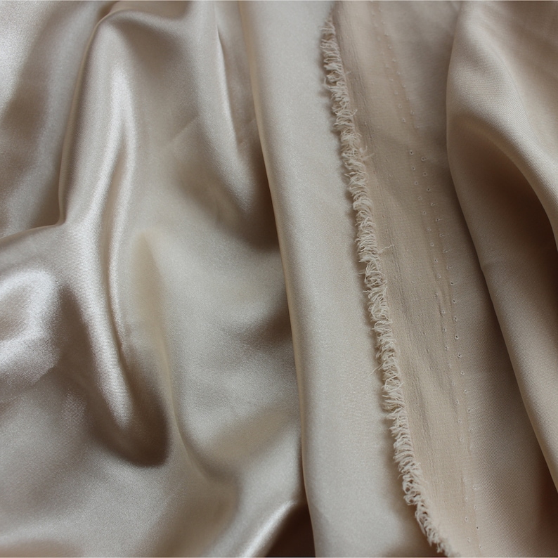Stretch Charmeuse Light Champagne, Silk by Yard, Silk Satin Fabric ...