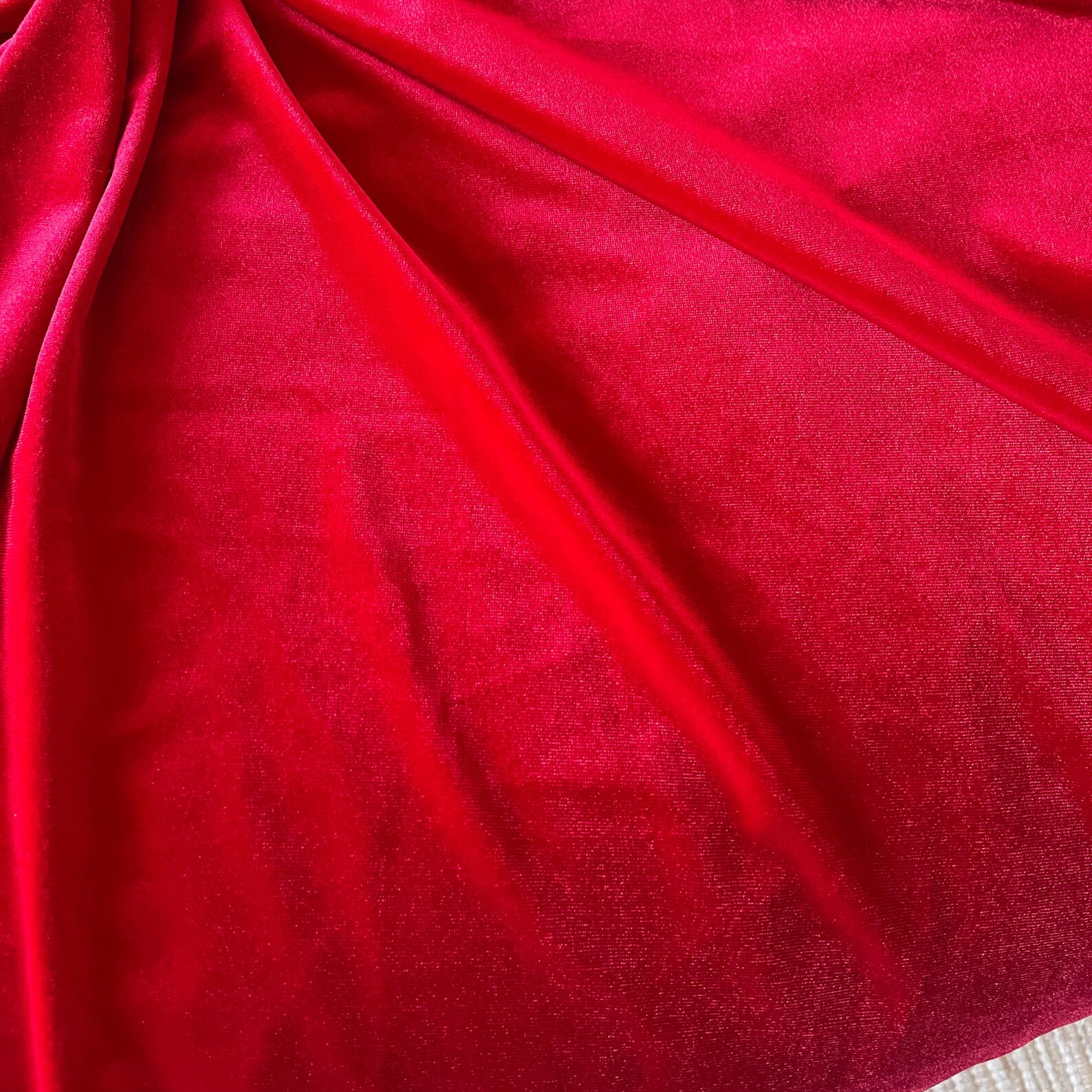 Red Velvet Fabric by the Yard, Red Velvet Fabric,4-way Stretch Velvet ...