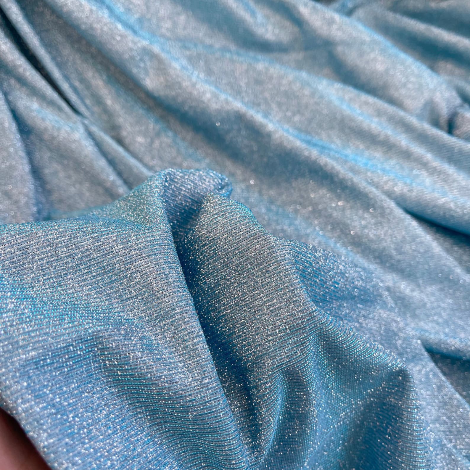 Tiffany Blue Lurex Glitter Fabric,shimmer Fabric for Gown,light Blue ...