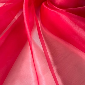 Red Sheer Organza Fabric by the Yard, Red Crystal Organza See Through ...