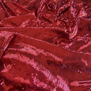 Sequin Fabric by the Yard, Red Sequin on Mesh| Sequin Fabric for Gowns ...