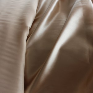 Stretch Charmeuse Light Champagne, Silk by Yard, Silk Satin Fabric, Luxurious Poly Silk for ...
