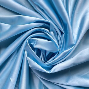 Baby Blue Stretch Silk Charmeuse, Fabric by Yard, Light Blue Satin ...