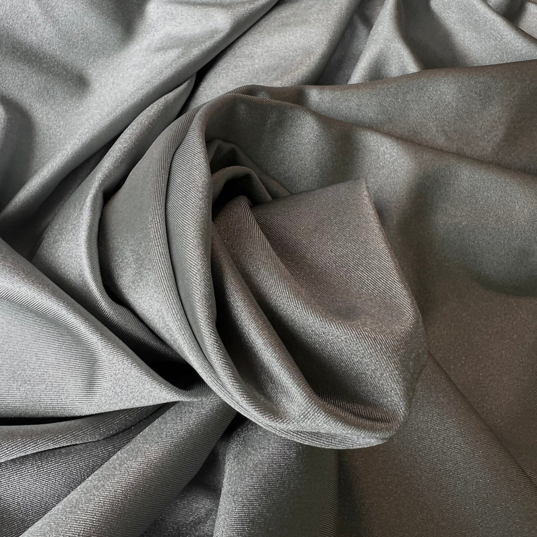 Silver Grey Shiny Nylon Spandex, 4way Stretch Fabric for Dress ...