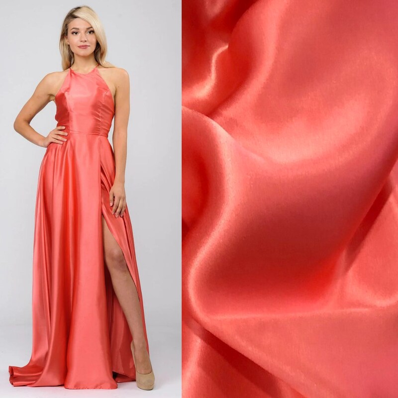 Coral Silk Fabric - Etsy