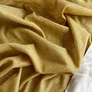 Gold Lurex Glitter Fabric, Gold Shimmer Fabric for Gown, Stretch Gold ...