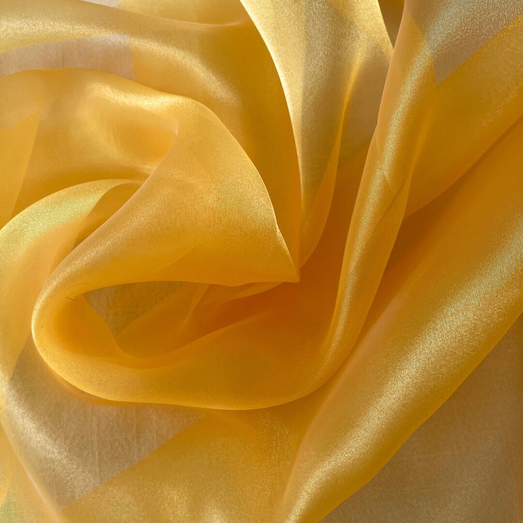 Yellow Crystal Organza by Yard, Crisp Fabric, Voluminous Fabric, Yellow ...