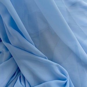 Light Blue Chiffon Fabric by Yard, Powder Blue Chiffon, Soft Blue Soft ...