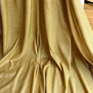 Gold Lurex Glitter Fabric, Gold Shimmer Fabric for Gown, Stretch Gold ...
