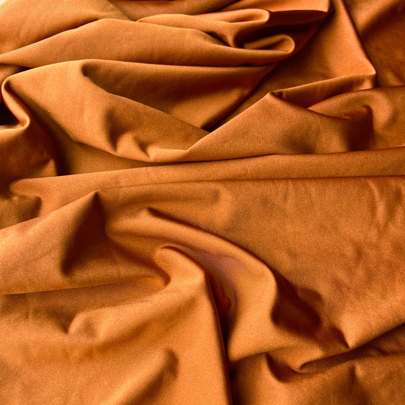 Rust Shiny Nylon Spandex by Yard, Burnt ITY Spandex Knit Fabric by Yard ...