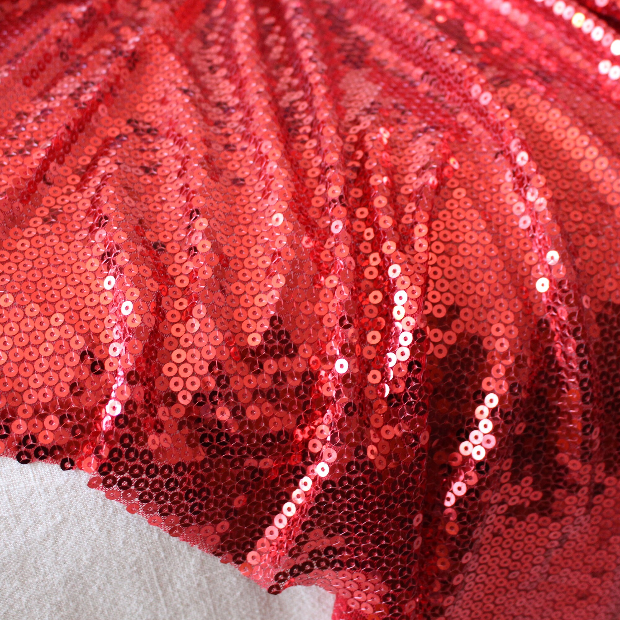 Sequin Fabric by the Yard Red Sequin on Mesh Sequin Fabric - Etsy