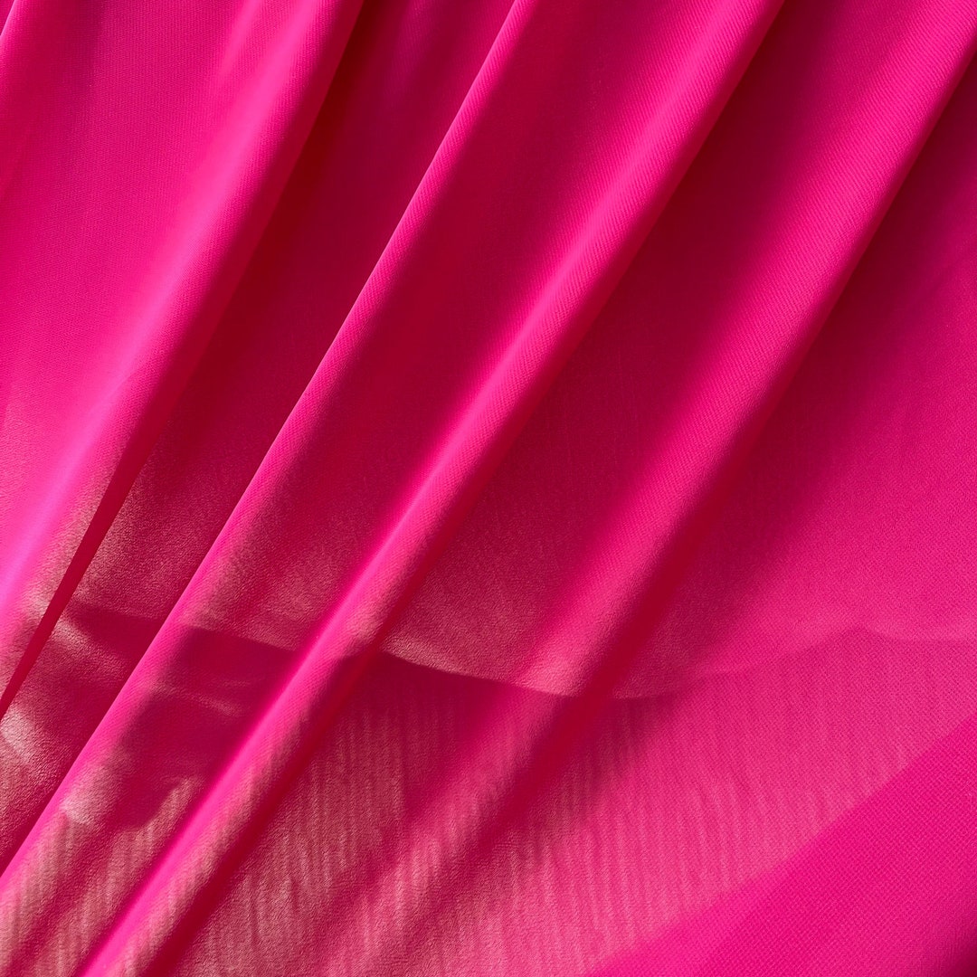 Fuchsia Chiffon by Yard, Sheer Hot Pink Chiffon, Transparent Soft ...