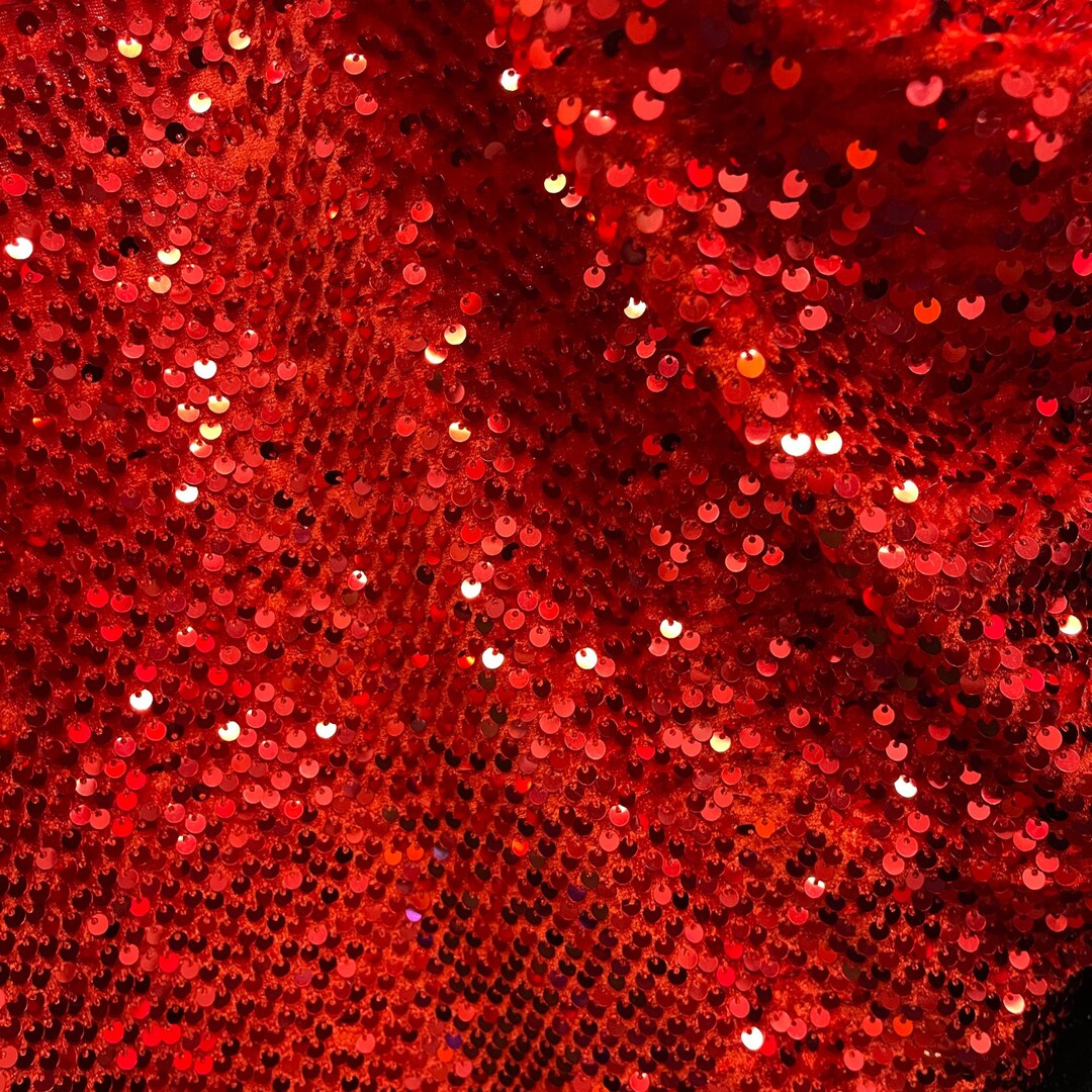 Red Sequin on Stretch Velvet by Yard, 4-way Stretch Red Velvet, All ...