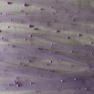Lavender Pearl on Mesh, Tulle Fabric Purple, Beaded Fabric by Yard for ...