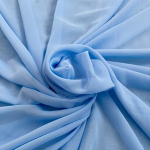 Light Blue Chiffon Fabric by Yard, Powder Blue Chiffon, Soft Blue Soft ...