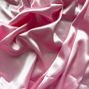 Baby Pink Stretch Silk Charmeuse, Fabric by Yard, Light Pink Satin ...
