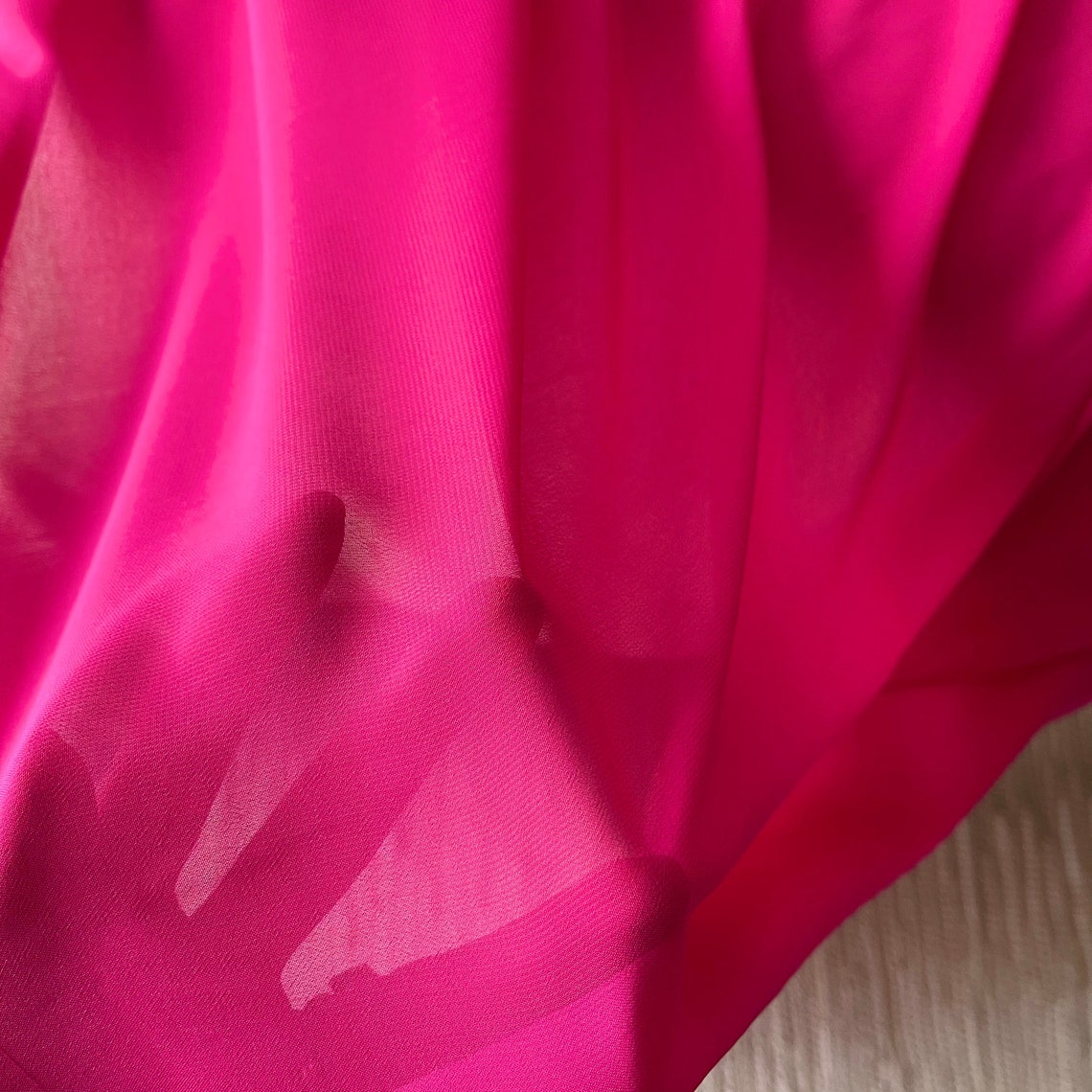 Fuchsia Chiffon by Yard, Sheer Hot Pink Chiffon, Transparent Soft ...