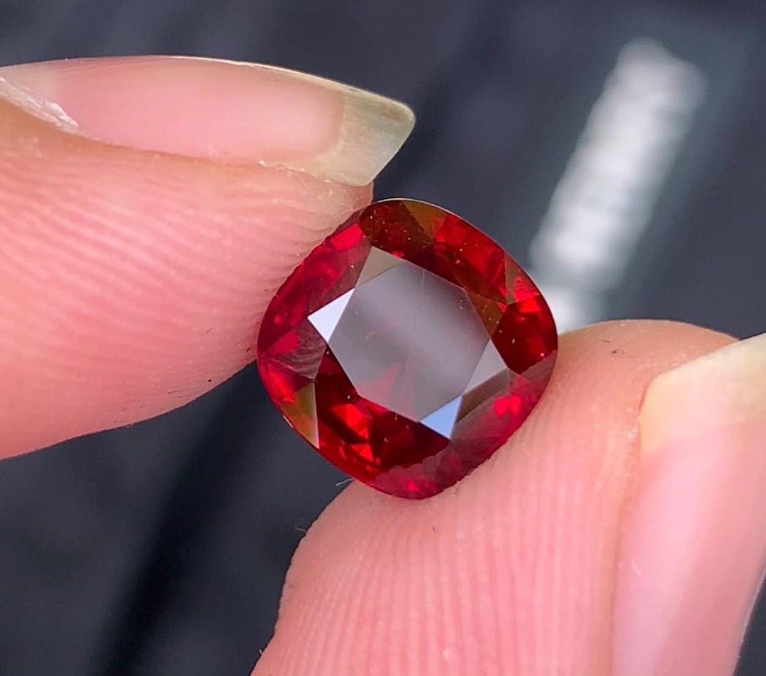 GRS Certified 4.05 CT Vivid Red Star Ruby Gemstone - Cushion Cut July ...