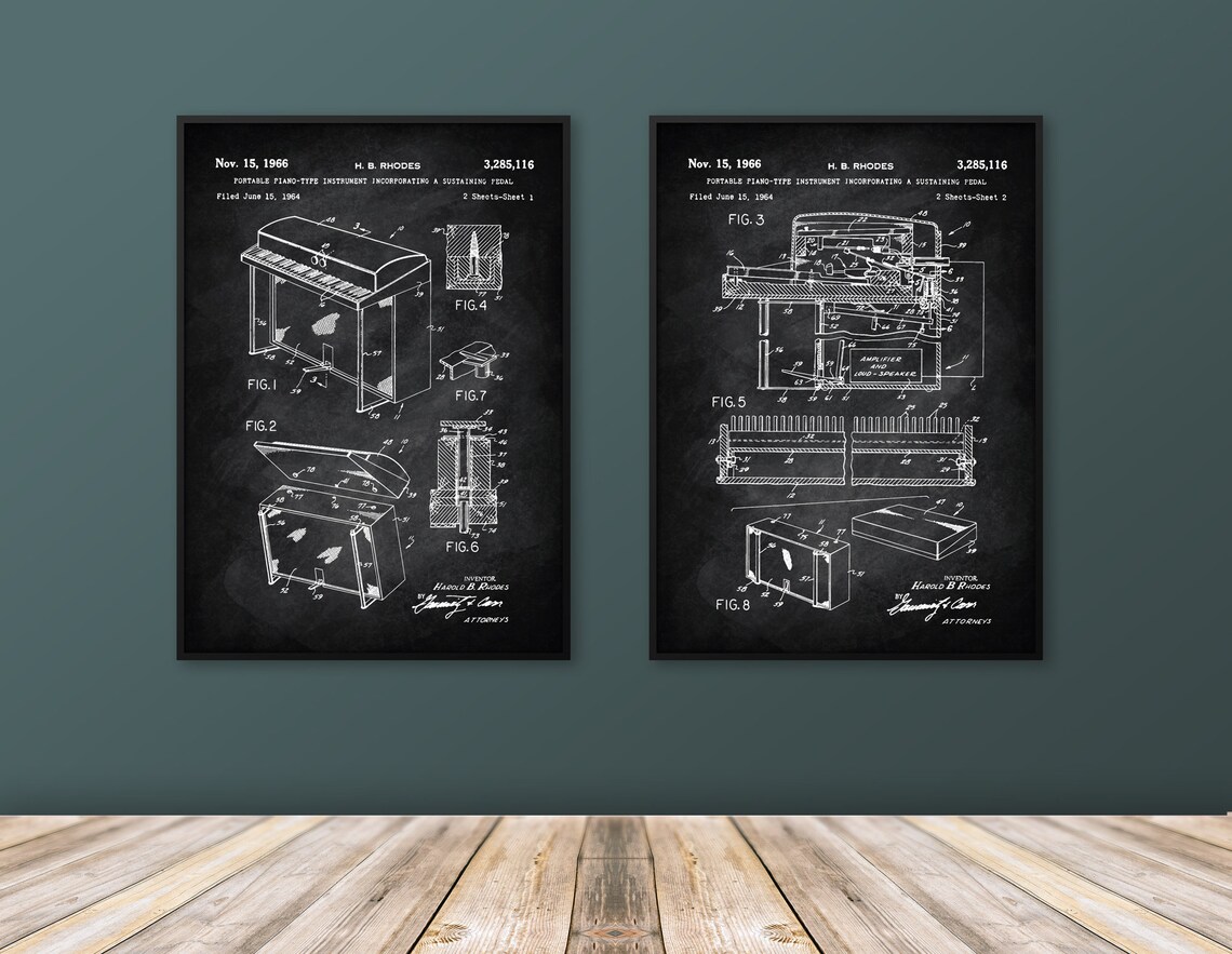 Fender Rhodes Electric Portable Piano 1966 Patent Prints 2 - Etsy