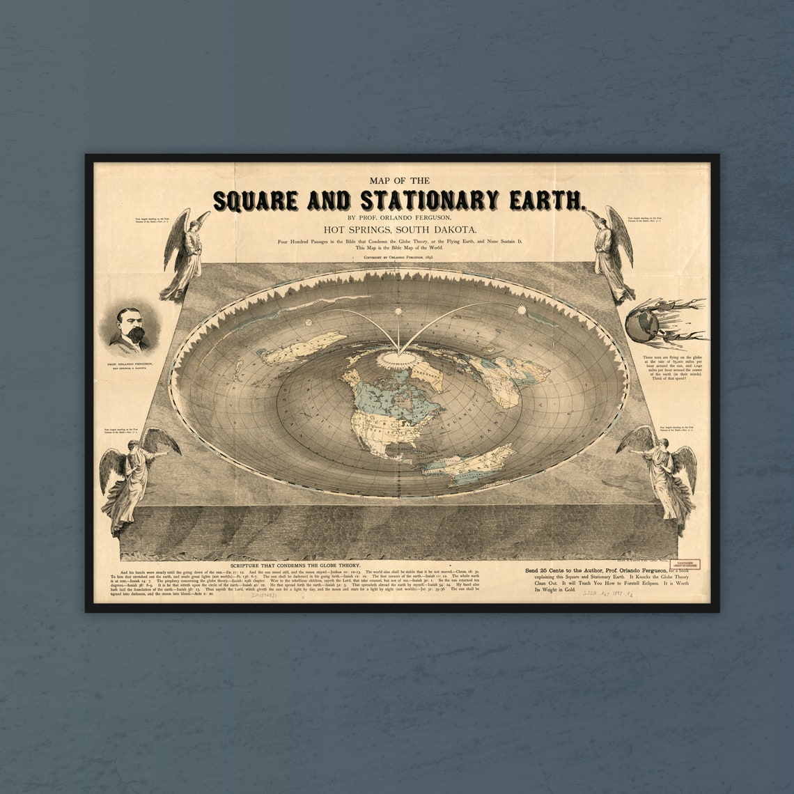 Flat Earth Map Square and Stationary 1893 Earth Orlando Ferguson A3 ...