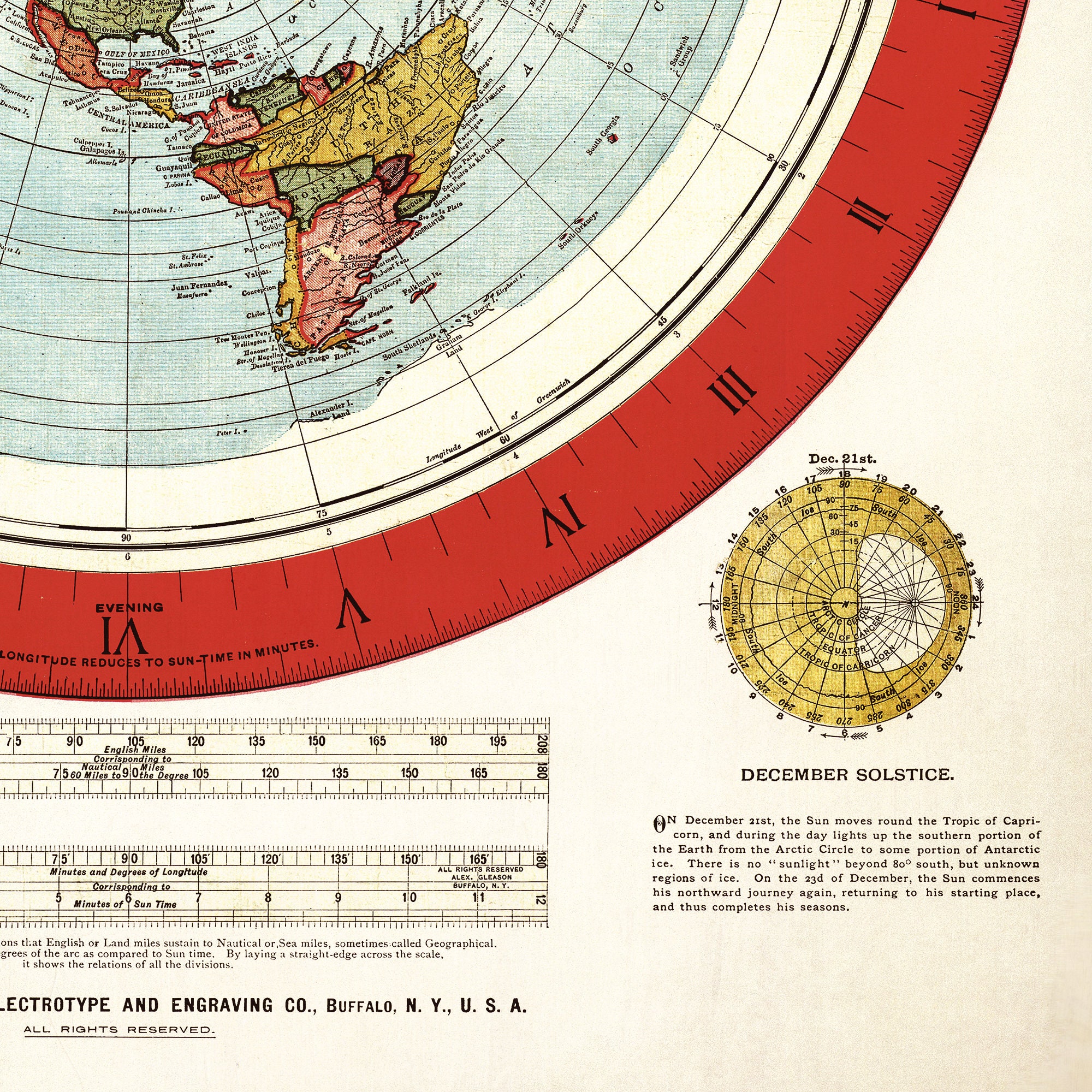 Flat Earth Map 1892 Gleason's New Standard Map of the World A3 Poster ...