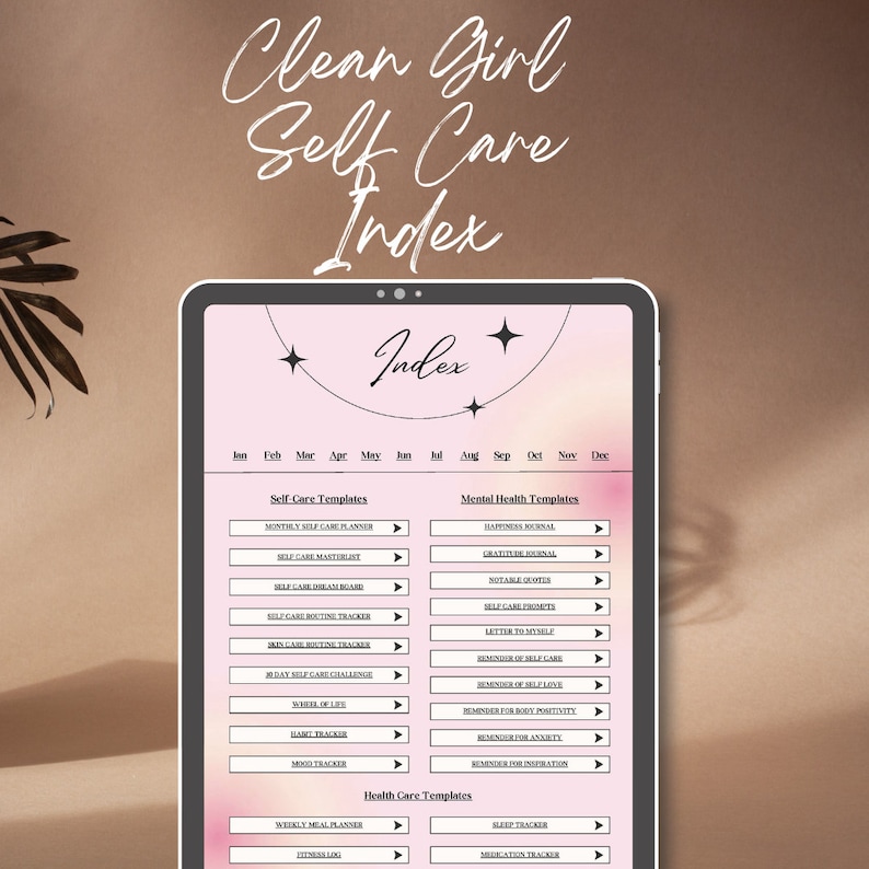 Clean Girl Aesthetic Self Care Planner Digital Minimalist Planner Self