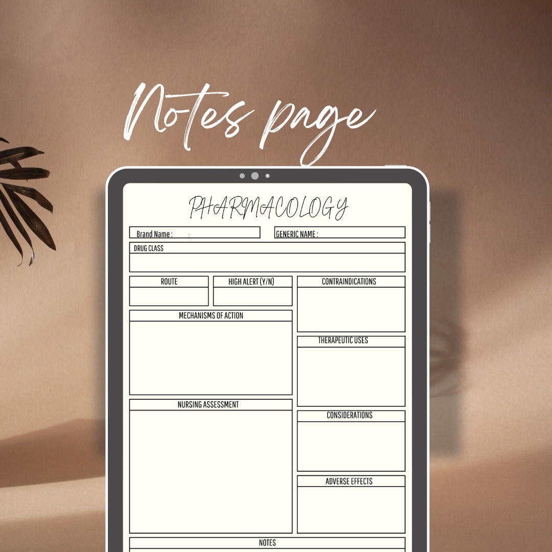 Pharmacology Notes, Pharmacology Template, Nursing Student Notebook ...