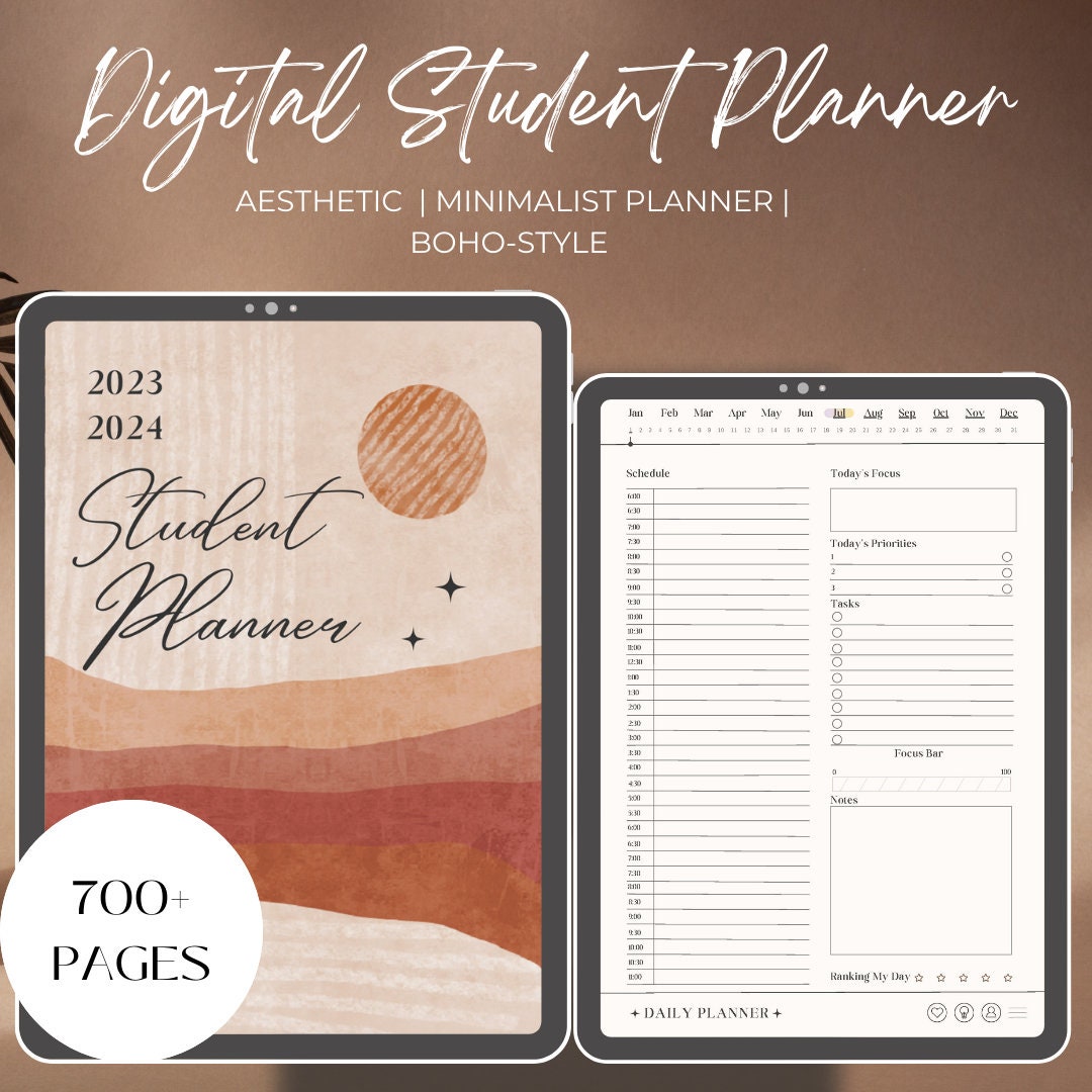 Student Planner 2023-2024 Boho, Digital School Planner, College Planner ...