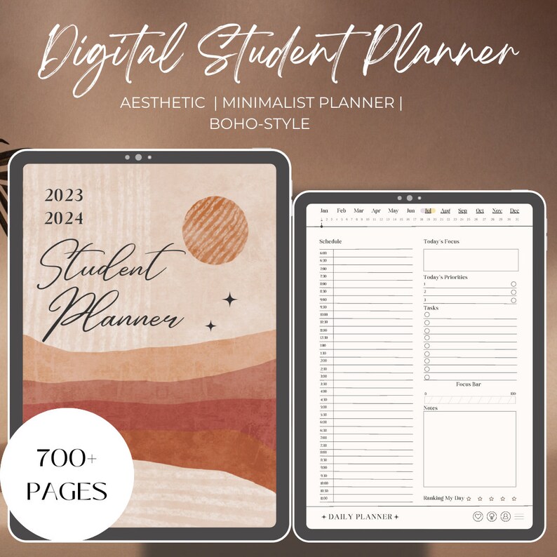 Student Planner 2023-2024 Boho, Digital School Planner, College Planner ...
