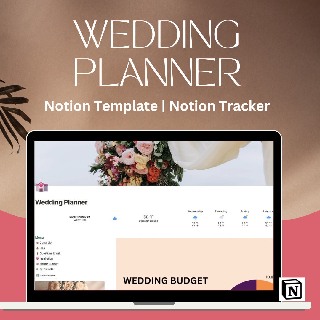 Wedding Planner Notion Template, Wedding Planner Notebook, Gifts for ...