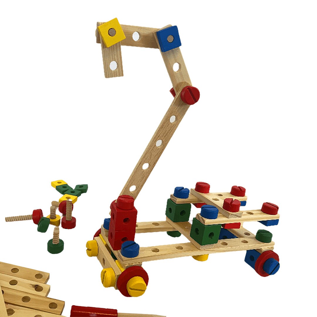 Wooden Stacking Toy for Kids, 78 Pieces Natural Combination Toy ...