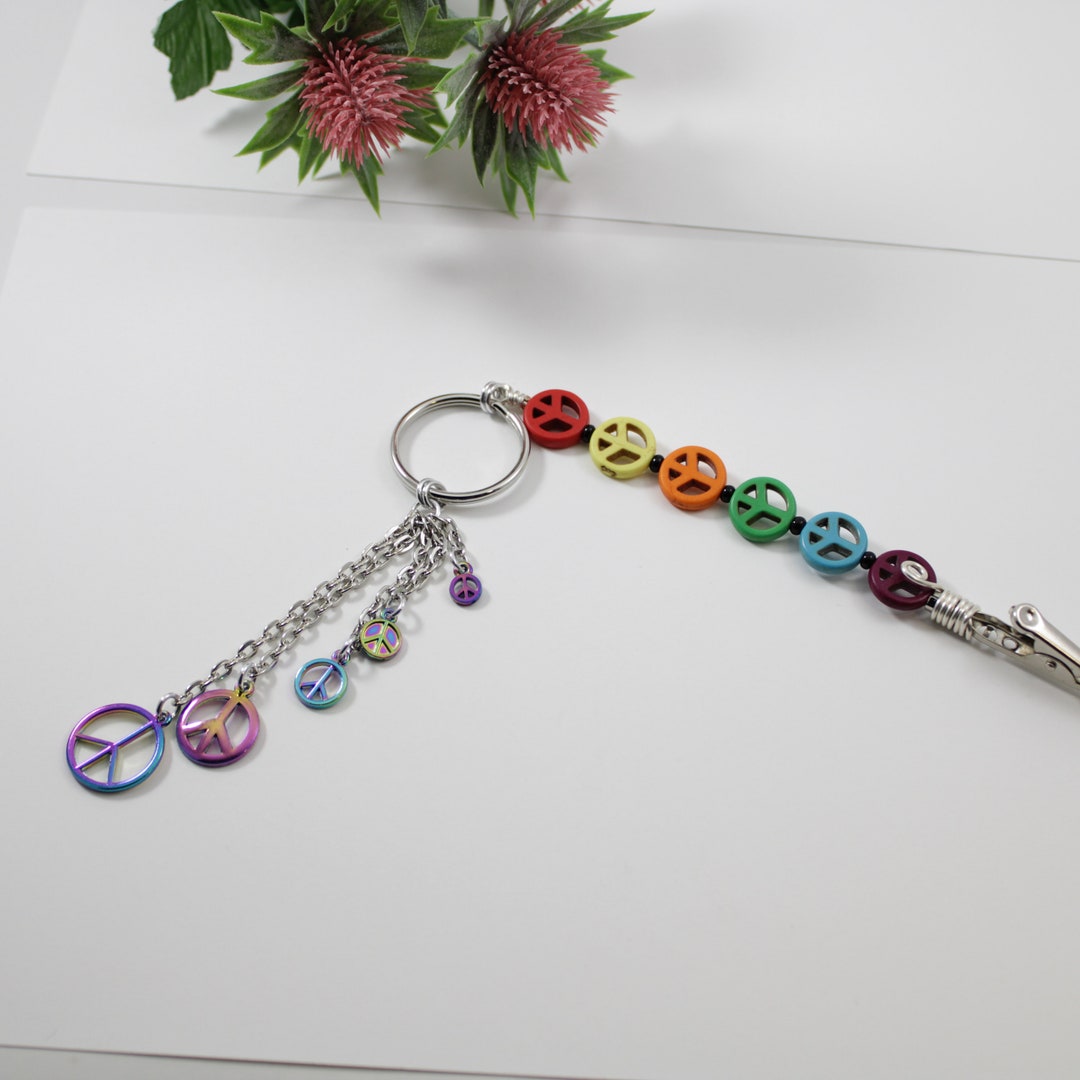 Rainbow Peace Symbol Alligator Clip and Keychain - Etsy
