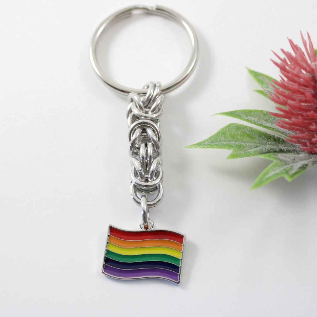 Pride Flag Chainmaille Keychain - Etsy