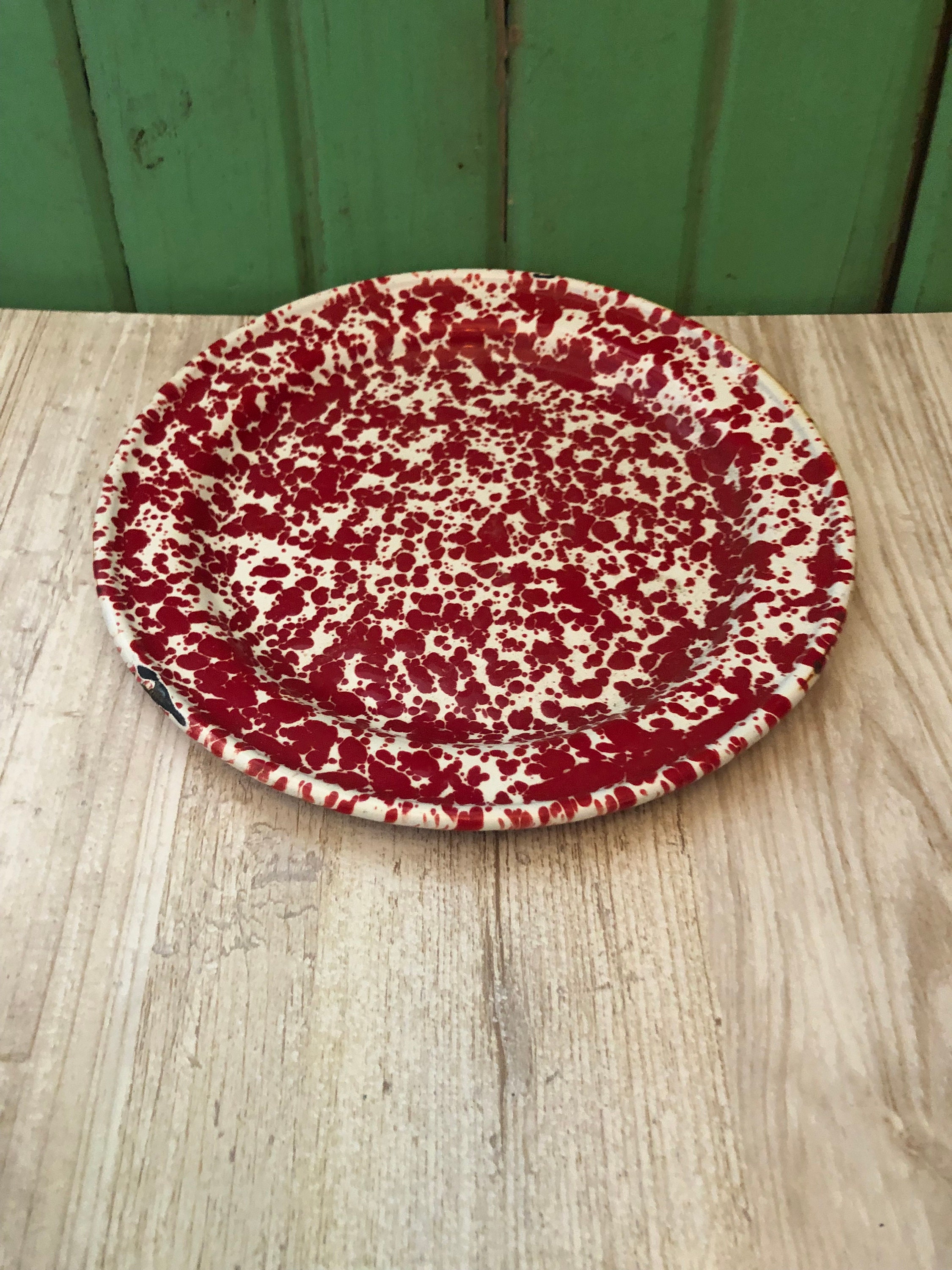 Vintage 3-piece Set of Red and White Splatterware – Enamelware ...