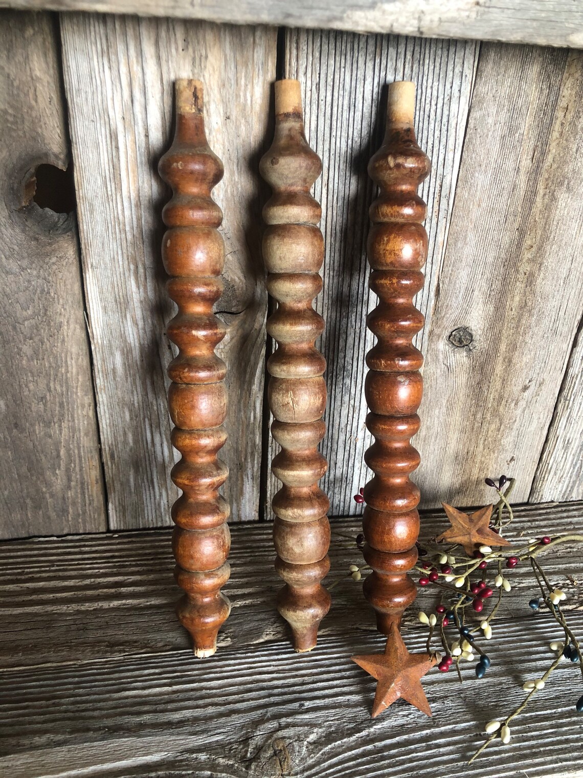 SP-70 Three Vintage Wood Spindles, Shabby, Farmhouse, Country - Etsy
