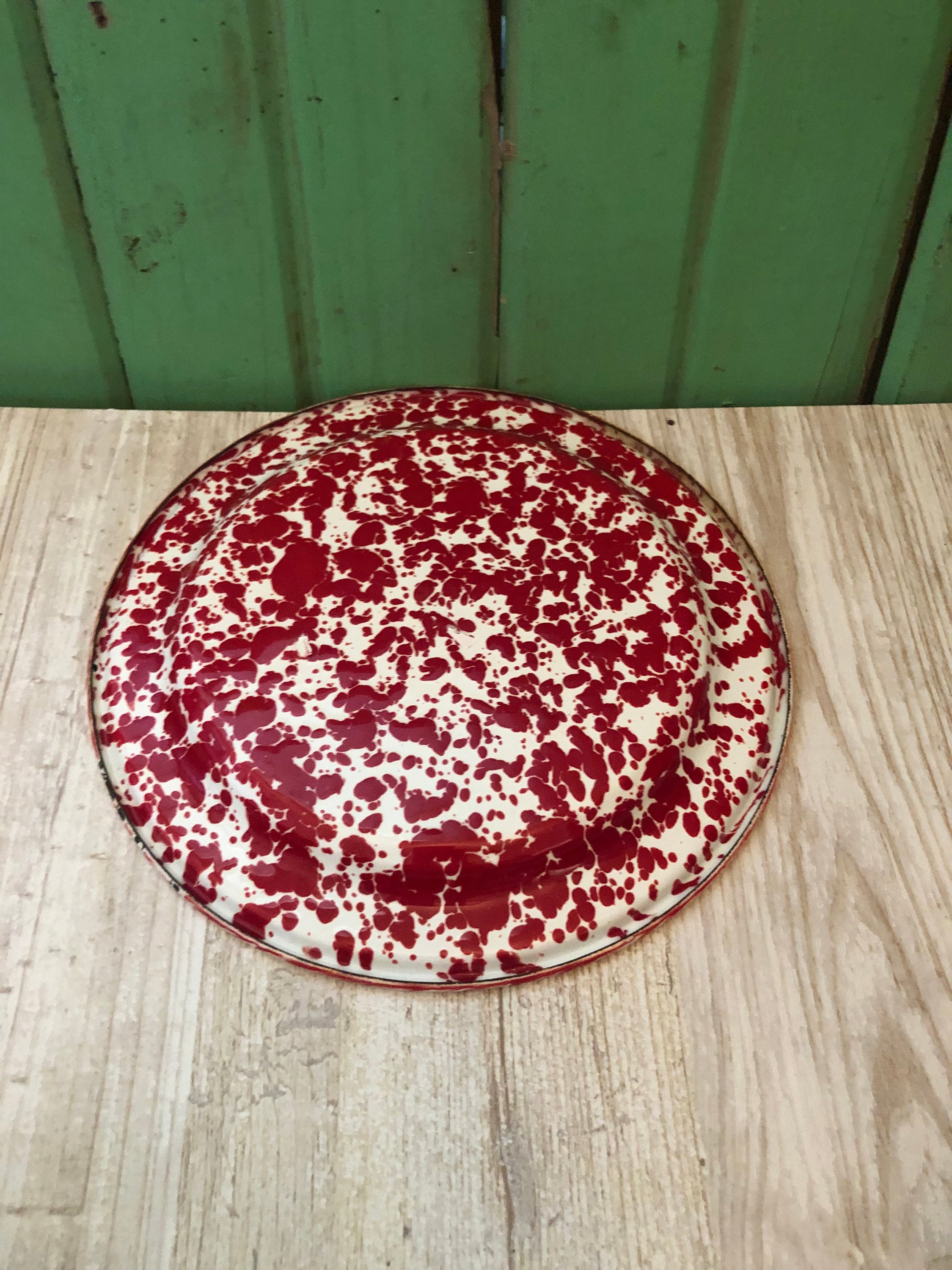 Vintage 3-piece Set of Red and White Splatterware – Enamelware ...
