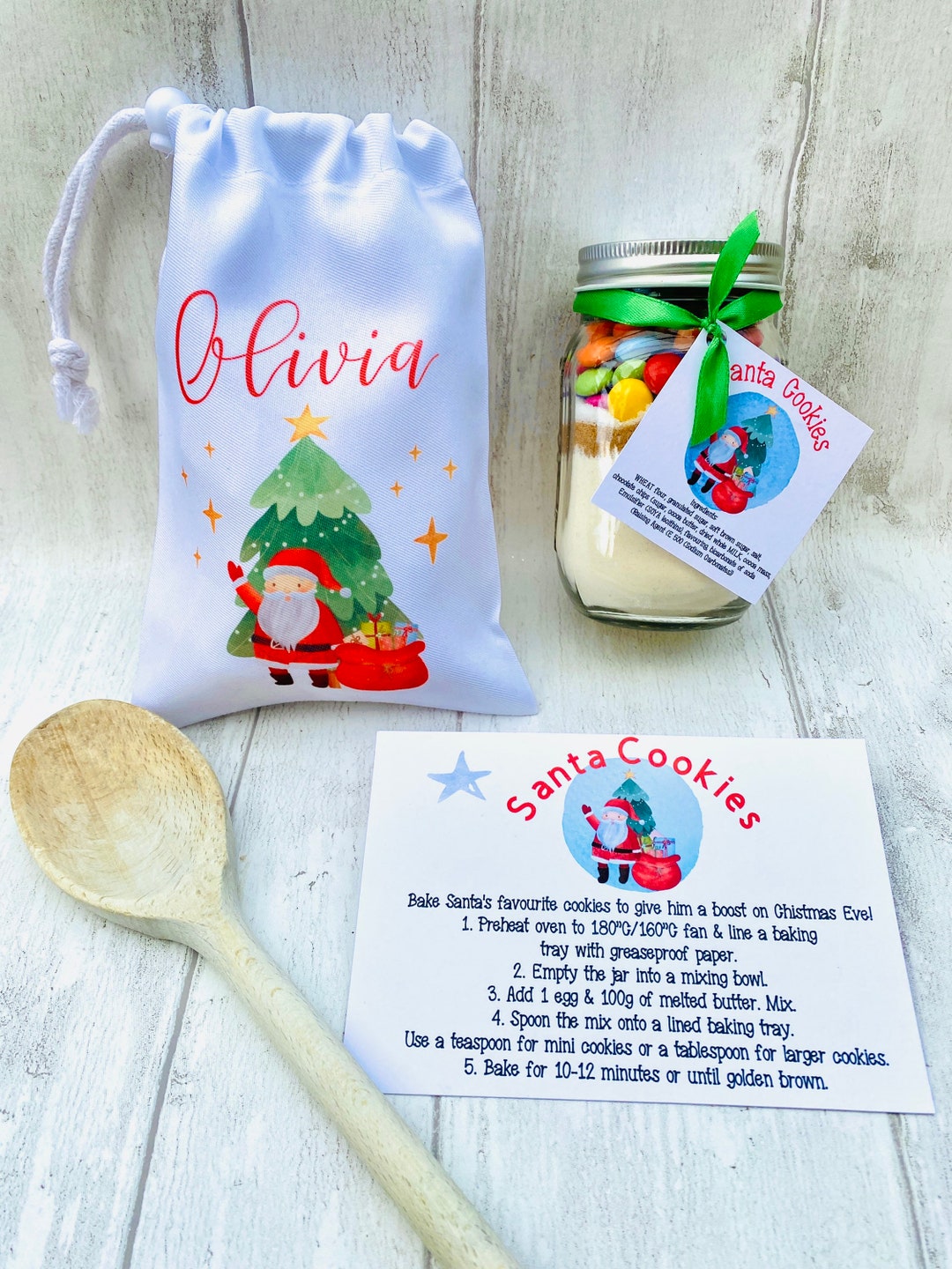 Santa Christmas Cookies Jar Mix Cookies in a Jar Gift Baking Gift Adult ...