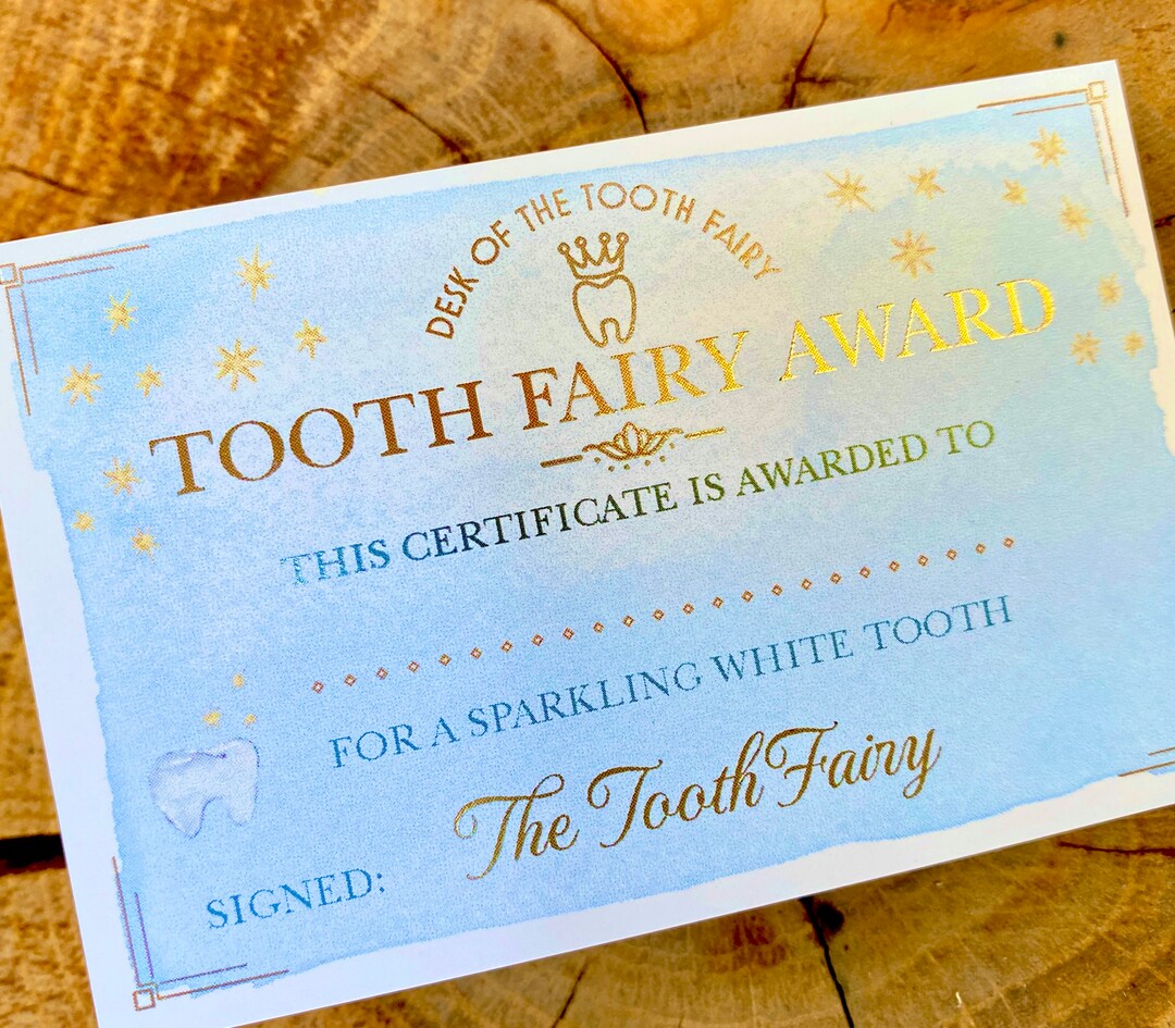 TOOTH FAIRY Award Certificate! Special Award for a Sparkling Tooth From ...