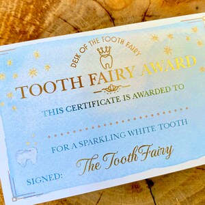 TOOTH FAIRY Award Certificate! Special Award for a Sparkling Tooth From ...