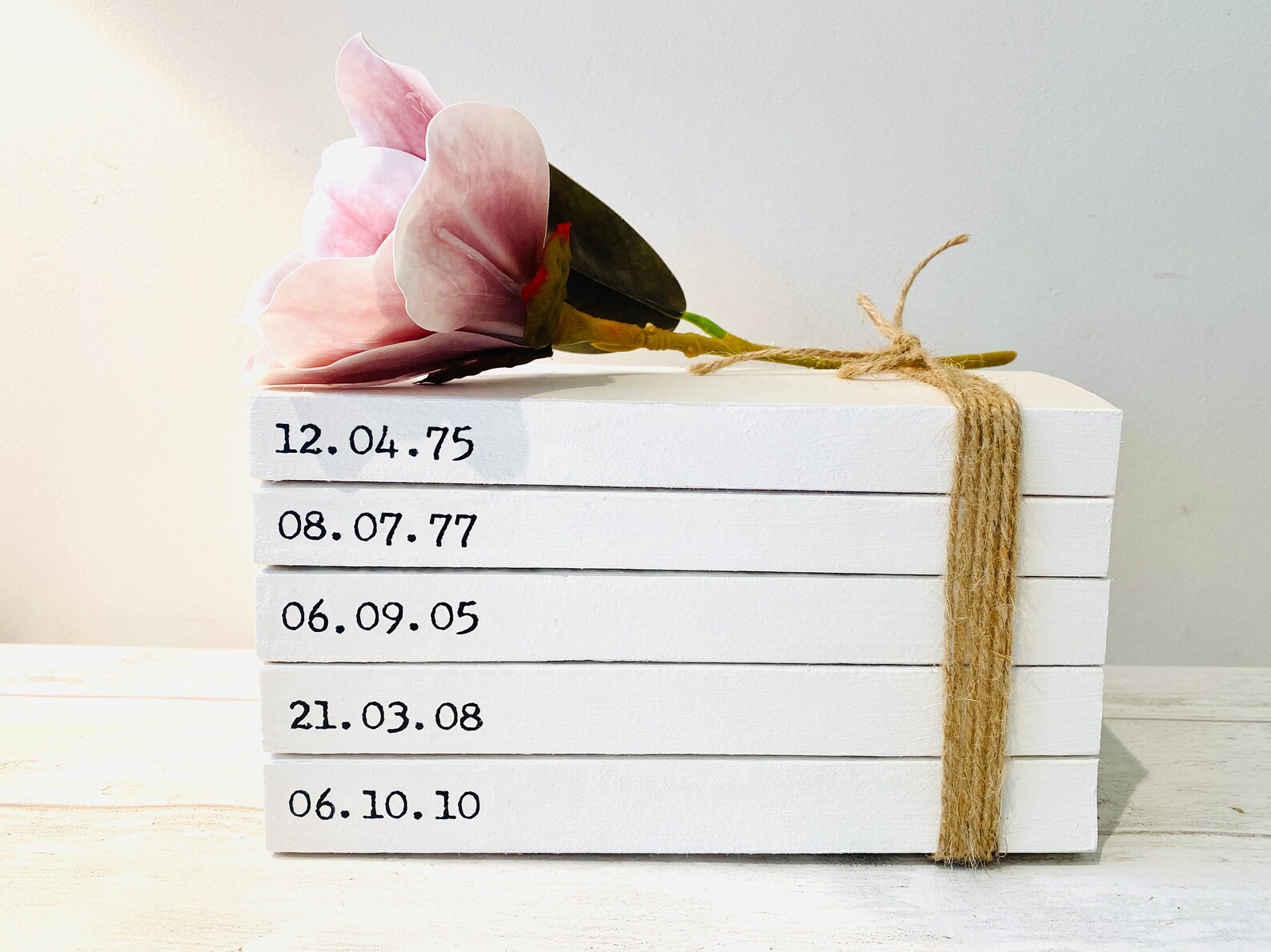 Personalised Date Book Stack – White Home Decor Ornament, Coffee Table ...