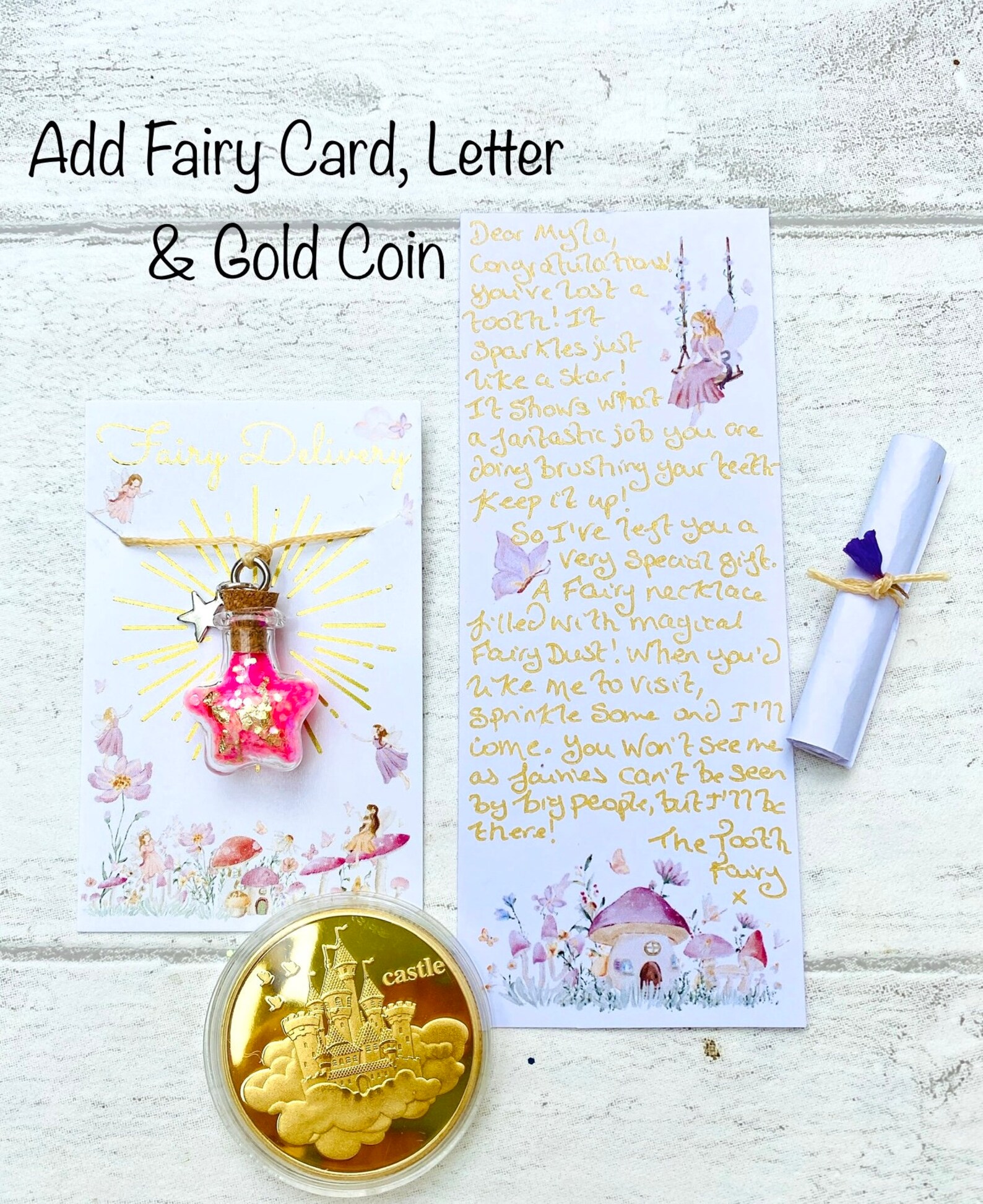 Fairy Dust Bottle Necklaces With Tooth Fairy Letter Gift. Fairy Party ...